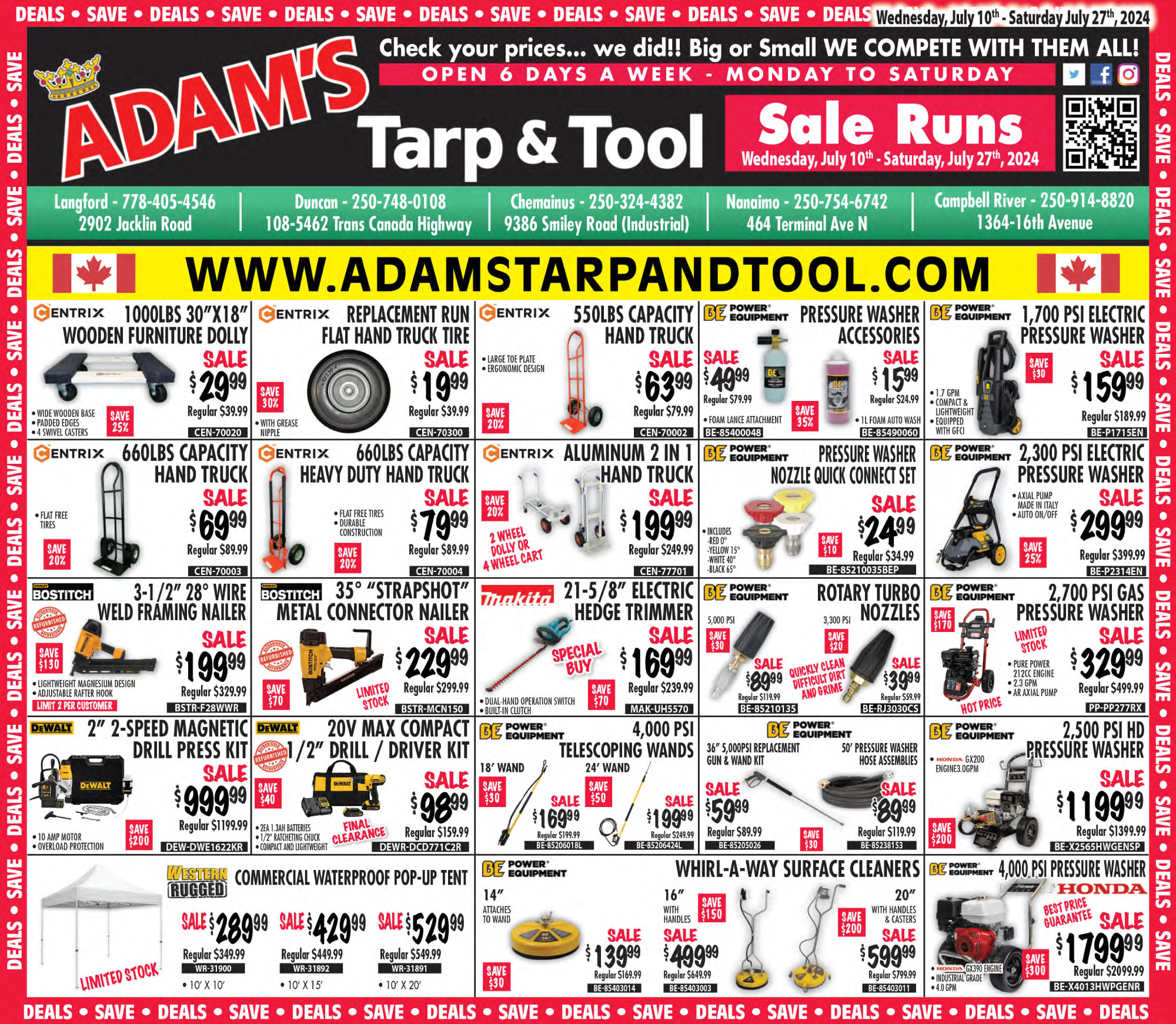 Flyers – The latest deals on tools from Adams Tarp & Tools | Adam's ...