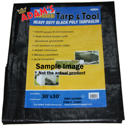 Western Rugged 11683 30’x30′ Commercial Grade 8mil Black Tarp with 14× ...