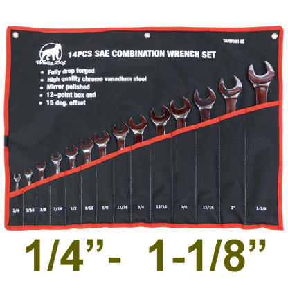 AJ Wholesale TAIW0614S 14pc SAE Combination Wrench Set, 1/4-1-1/8 ...