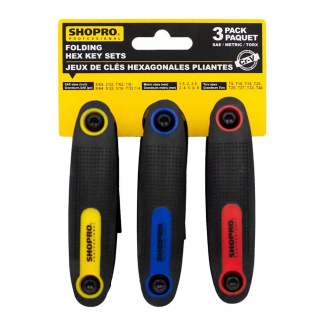 SHOPRO H005380 3Pc 3-in-1 Folding Hex Key (SAE & Metric) and Torx Set ...